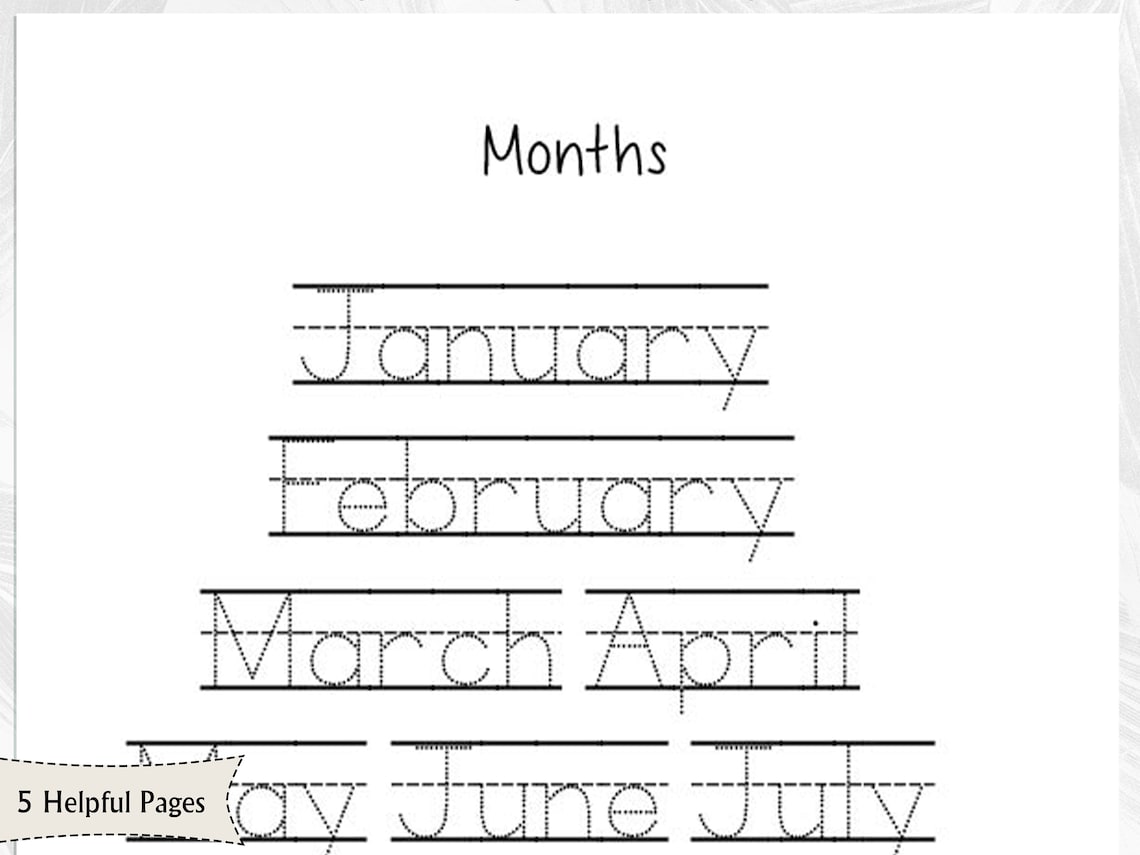 Months of the Year Handwriting Practice Sheet, Printable Handwriting ...