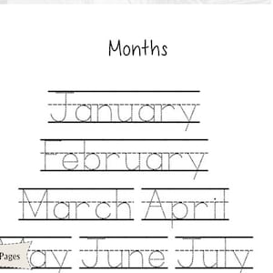 Months of the Year Handwriting Practice Sheet, Printable Handwriting ...