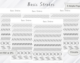 Basic Strokes Handwriting Practice Sheet, Printable Handwriting ...