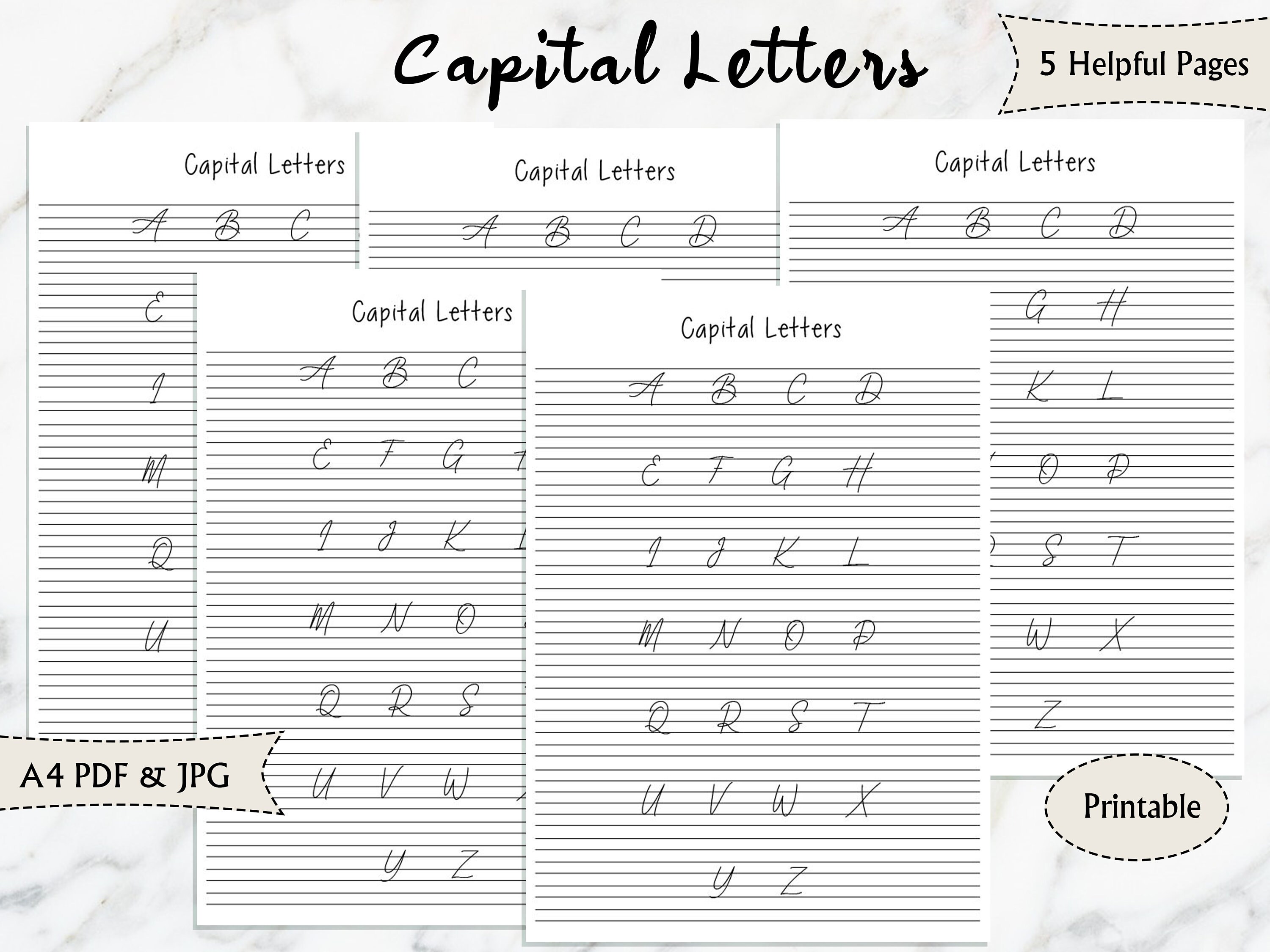 Capital Letters Handwriting Practice Sheet, Printable Handwriting ...