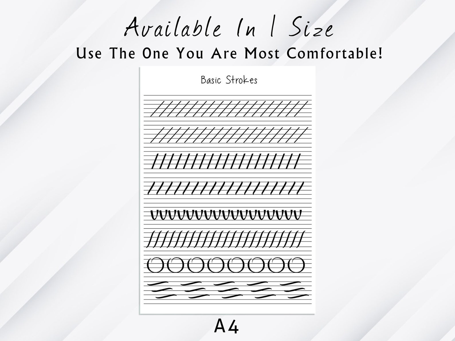 Basic Strokes Handwriting Practice Sheet, Printable Handwriting ...