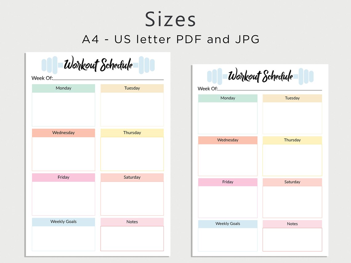 Printable Workout Schedule Weekly Workout Monthly Workout - Etsy