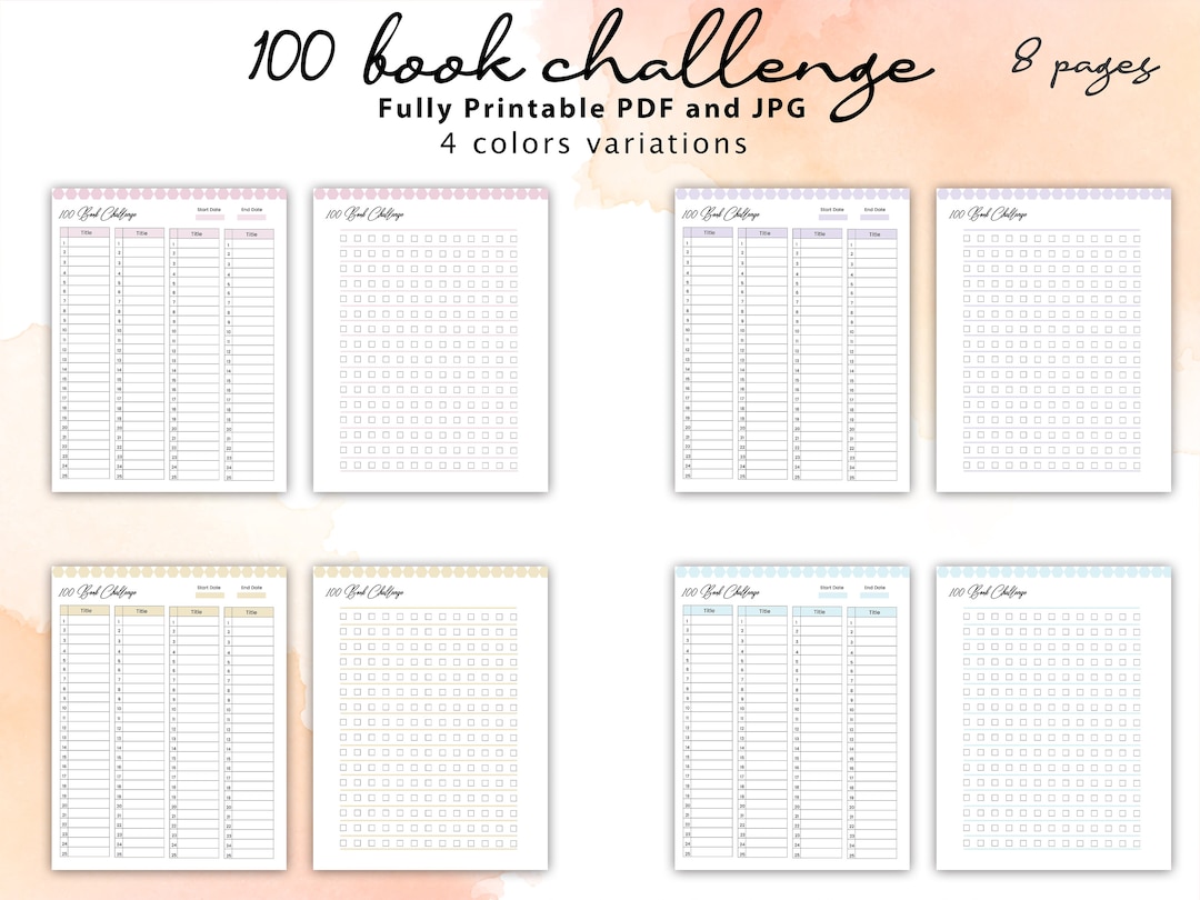 100 Book Challenge, Reading Journal, Book Tracker, Reading Planner, Book Review Journal ...