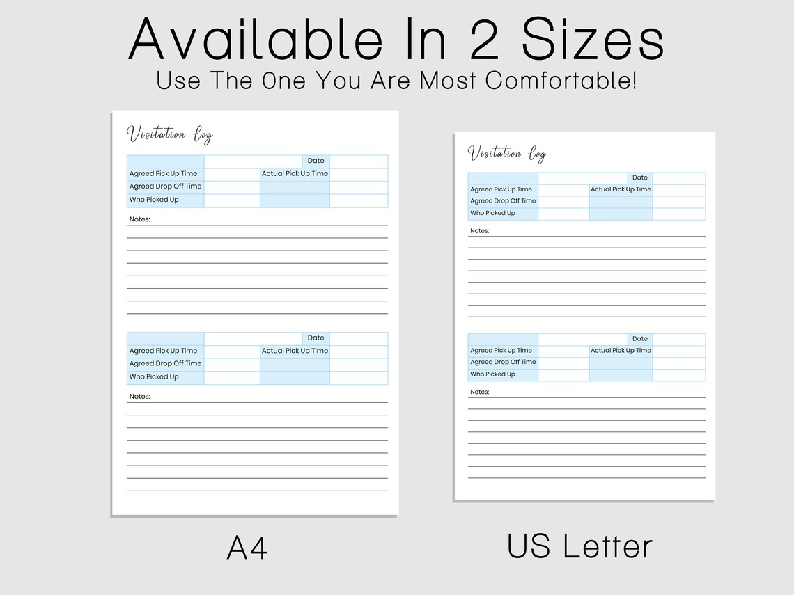 Printable Visitation Log, Visits Tracker, Visitation Notes - Etsy