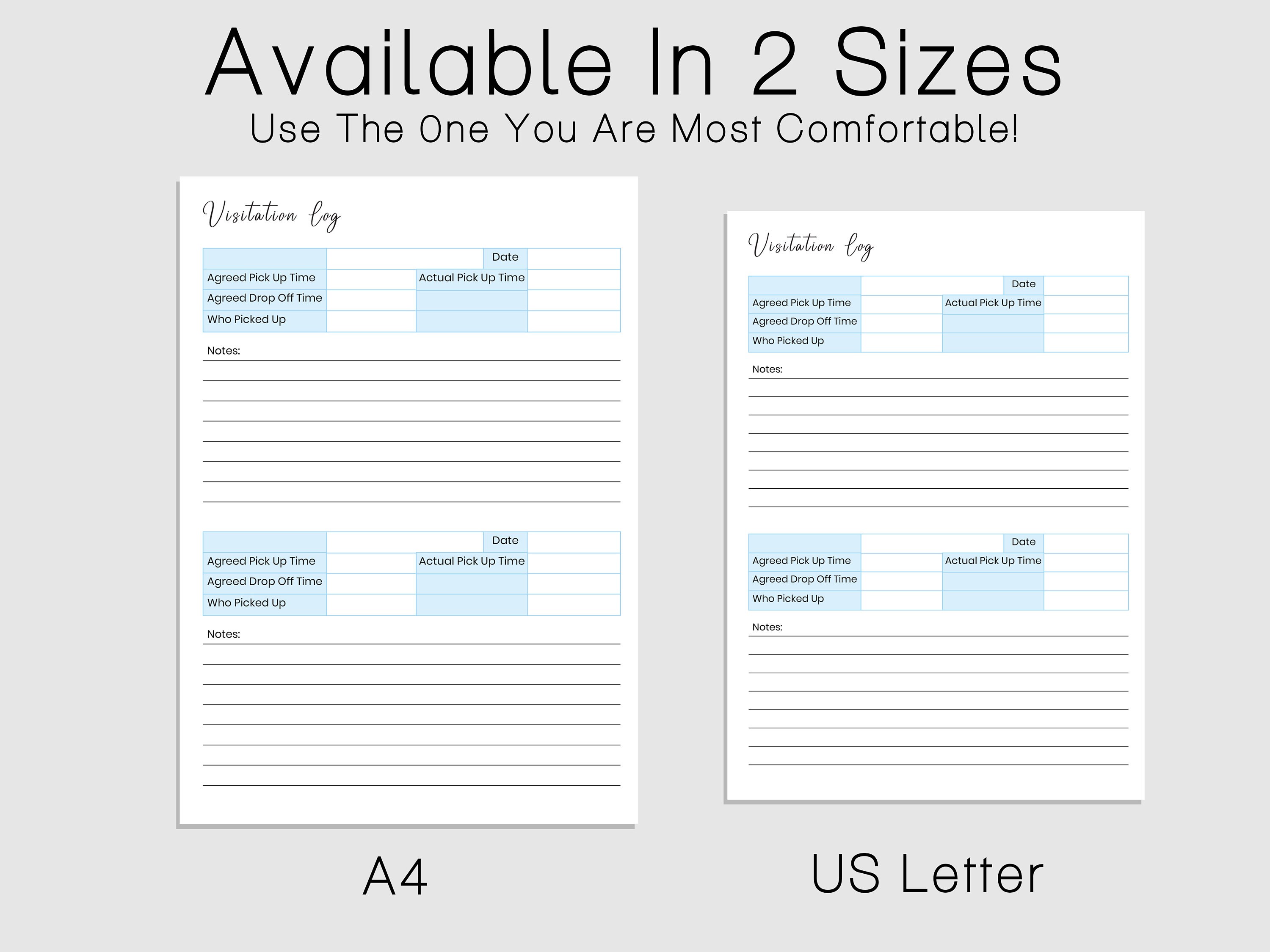 Printable Visitation Log, Visits Tracker, Visitation Notes - Etsy
