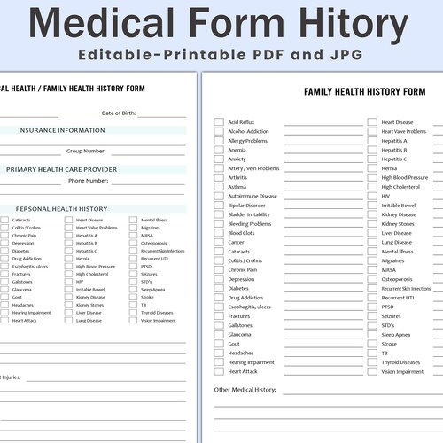 Editable Medical History Form Family Medical History Form Etsy editable-medical-history-form-family-medical-history-form-etsy