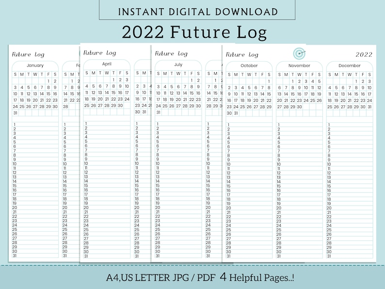 Printable 2022 Future Log, Calendar Planner, Calendar Template ...