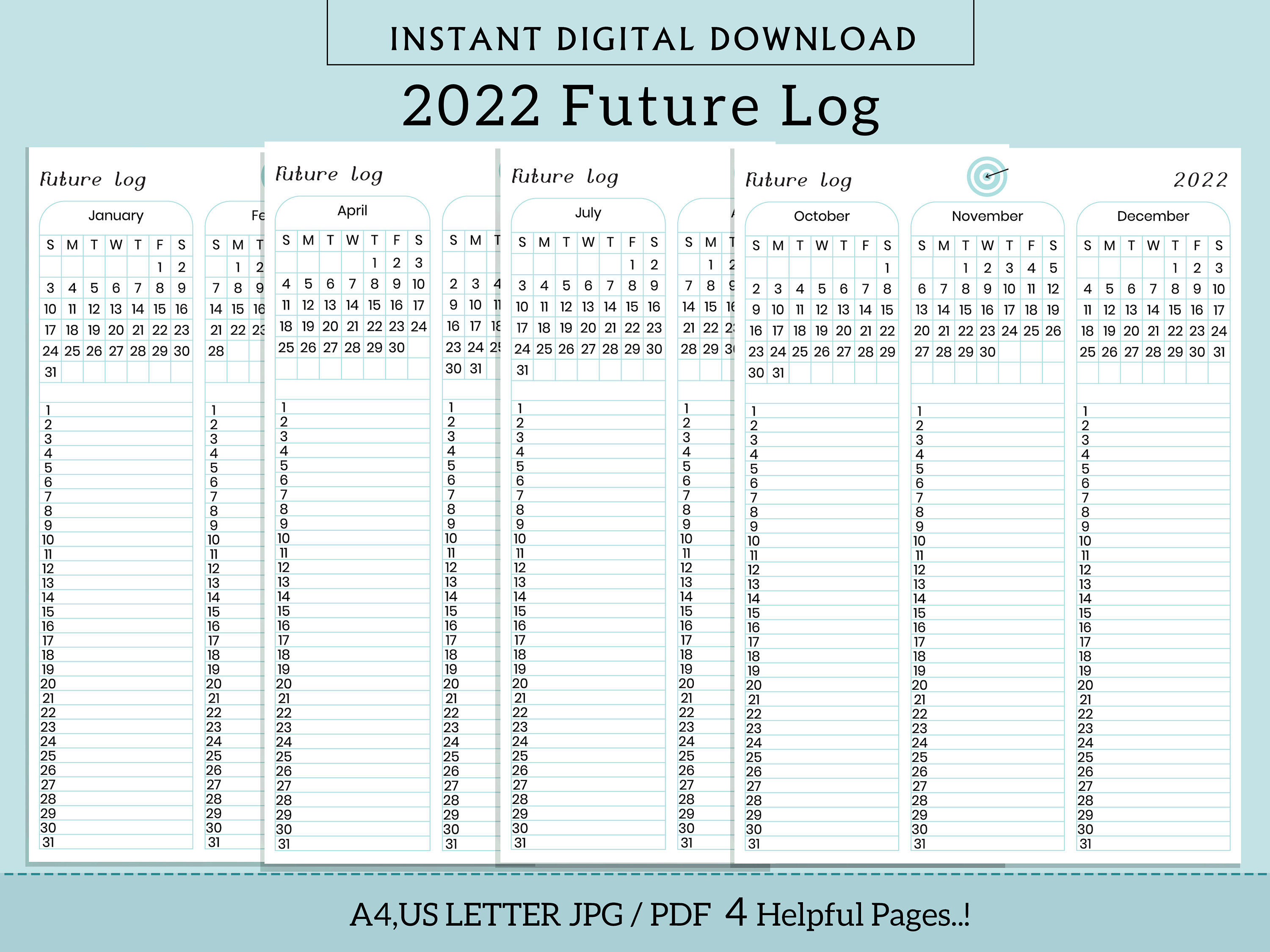 Printable 2022 Future Log, Calendar Planner, Calendar Template ...