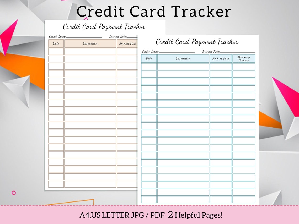 Printable Credit Card Payment Tracker, Credit Card Payment Plan - Etsy