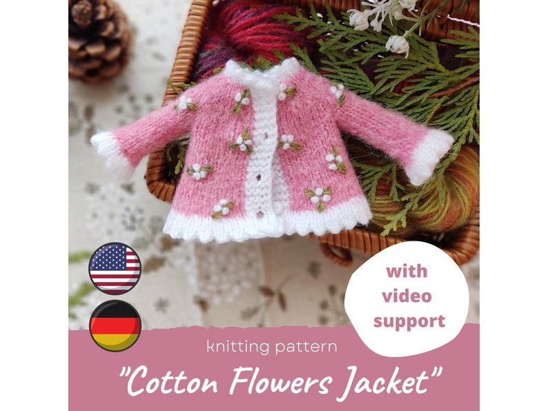 Cotton Flowers Jacket KNITTING PATTERN for 1/6 Scale Doll / Easter ...