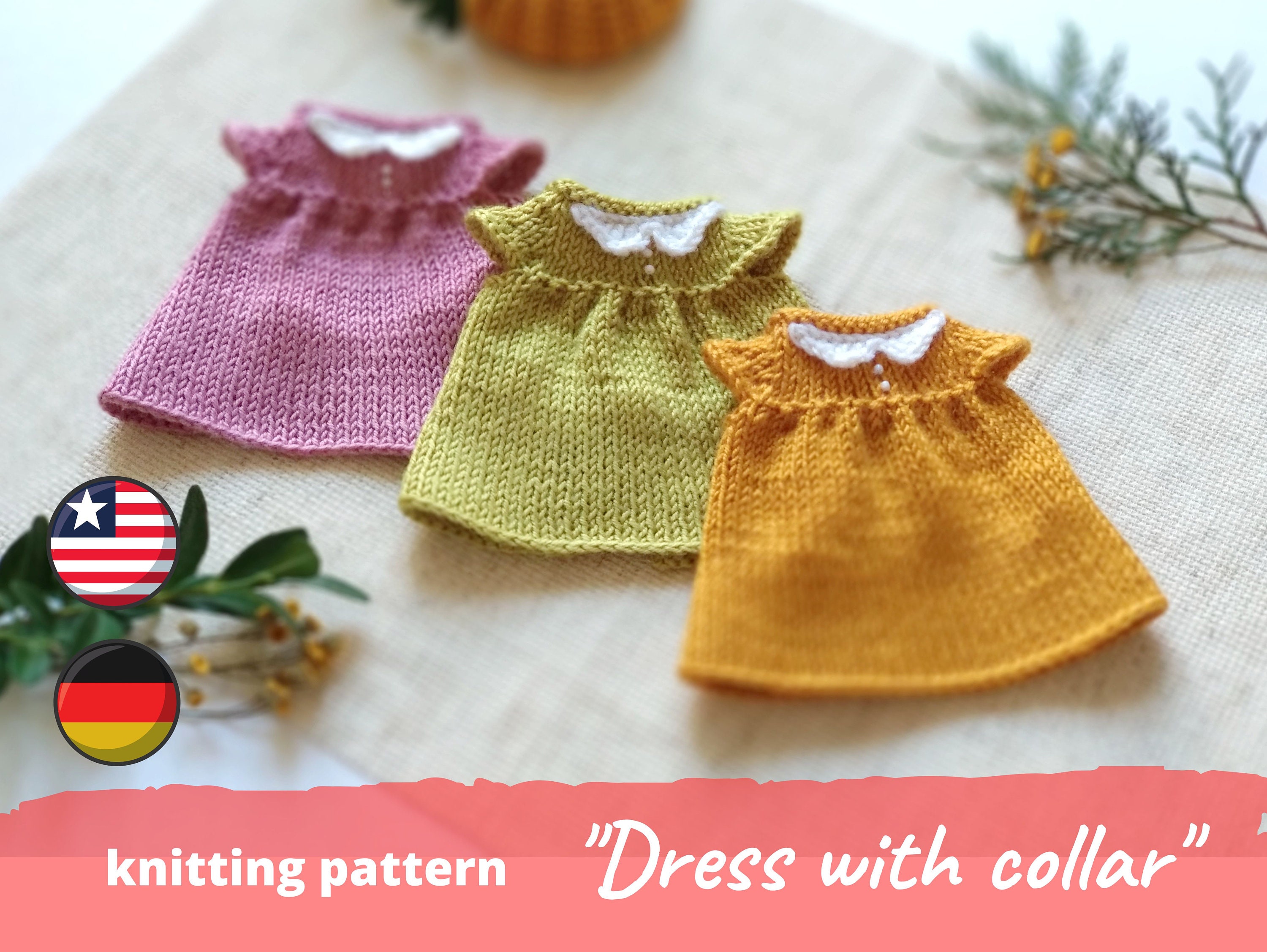 Mini Dress KNITTING PATTERN for Doll Knit Clothes for Toy - Etsy