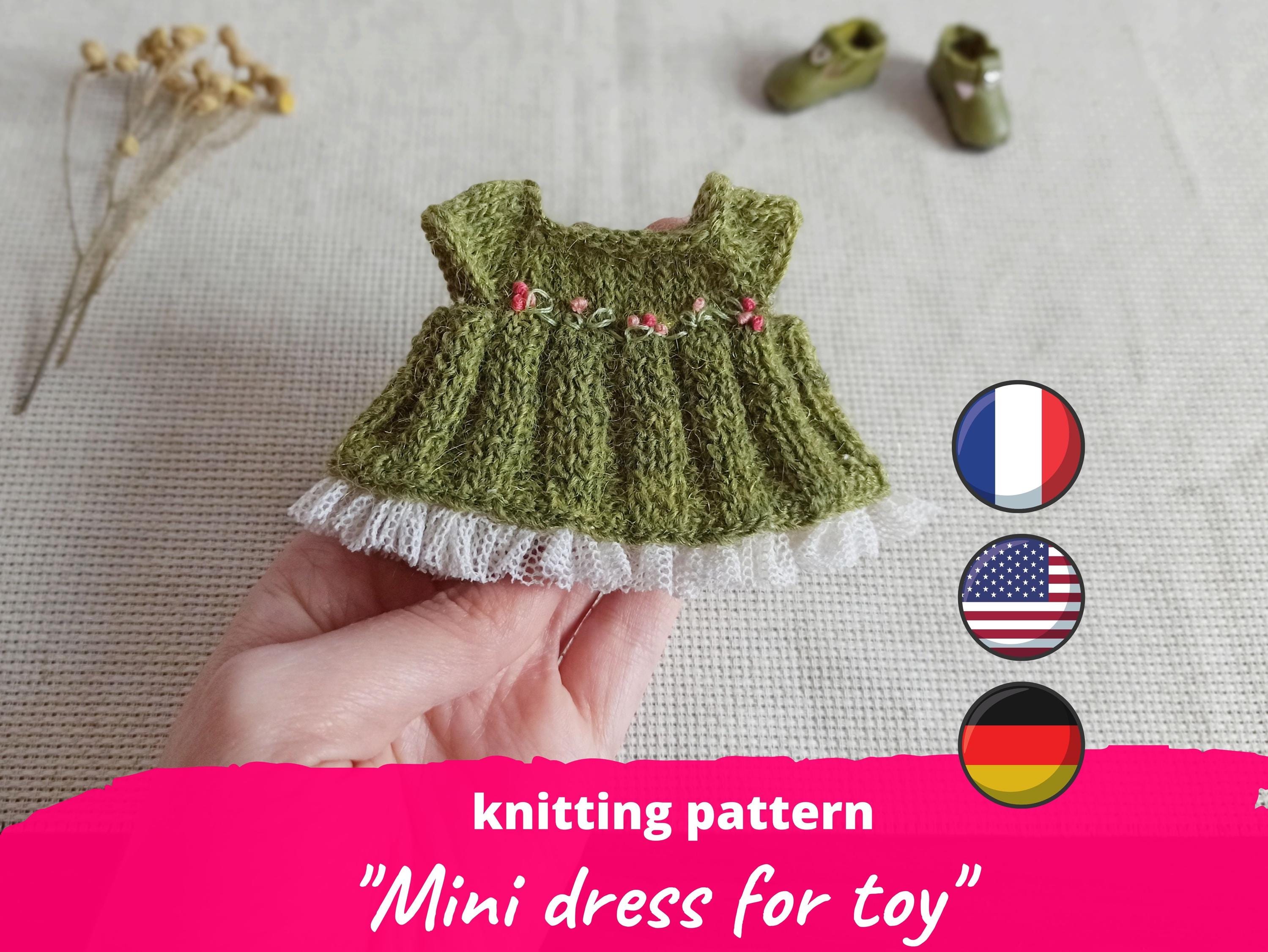 Mini Dress for Toy KNITTING PATTERN / Tiny Teddy Knit Clothes Pdf for ...