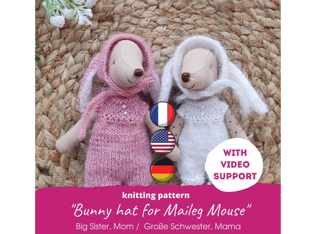 Easter Bunny Hat for Maileg Mouse KNITTING PATTERN / Clothes for ...