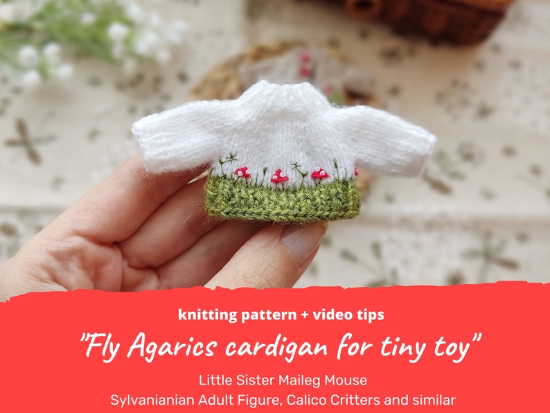 Fly Agarics Cardigan KNITTING PATTERN for Tiny Toys and Doll / - Etsy