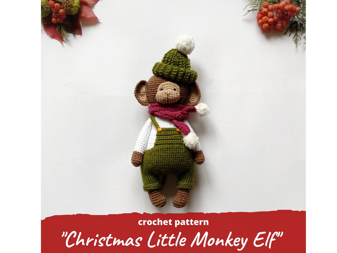 Christmas Elf CROCHET PATTERN / Little Santa Monkey Stuffed Toy, Xmas ...