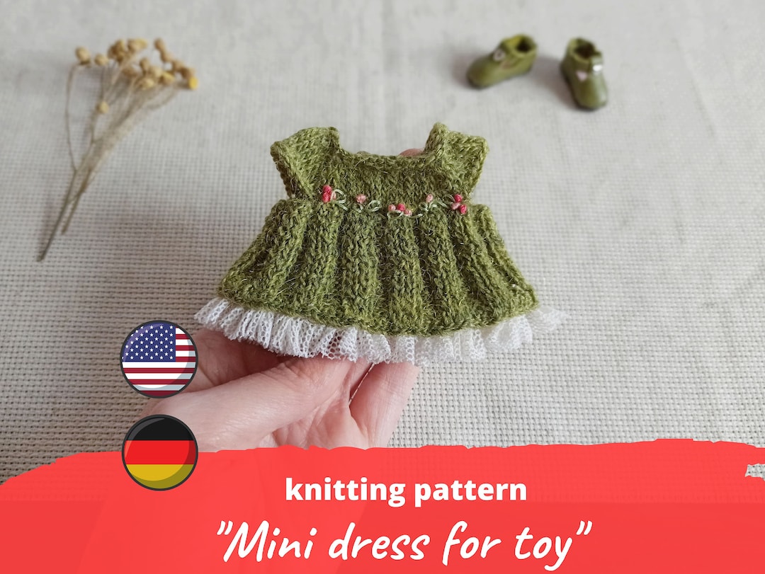 Mini Dress for Toy KNITTING PATTERN / Tiny Teddy Knit Clothes Pdf for ...