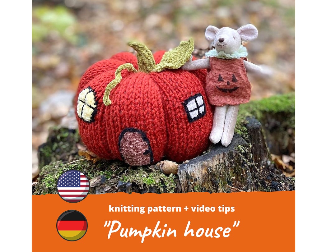 Pumpkin House Knitting Pattern for Maileg Mouse, Miniature Dollhouse ...