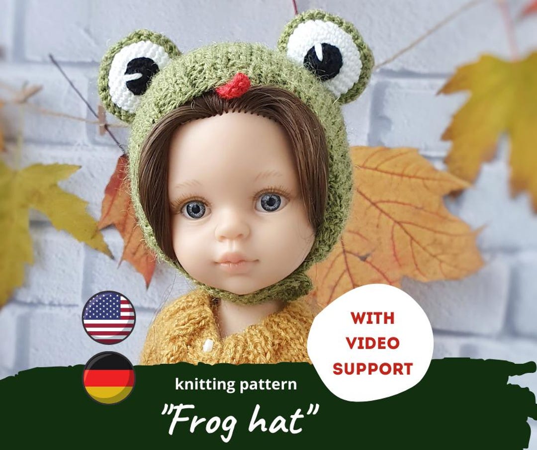 Frog Hat for Paola Reina Doll KNITTING PATTERN on Halloween/ Toad ...