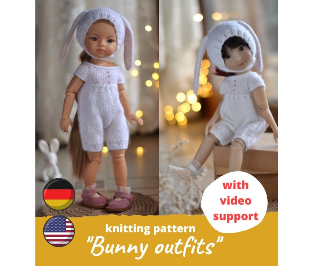 Paola Reina Doll KNIT PATTERN Pdf / Bunny Clothes Set 32 Cm 12 Inch Doll, Rabbit Easter Hat ...