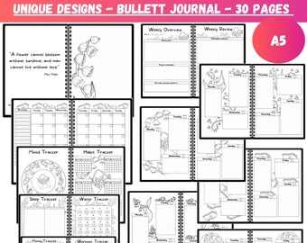Printable Bullett Journal Printable Monthly Calendar Goal Spread Bujo ...