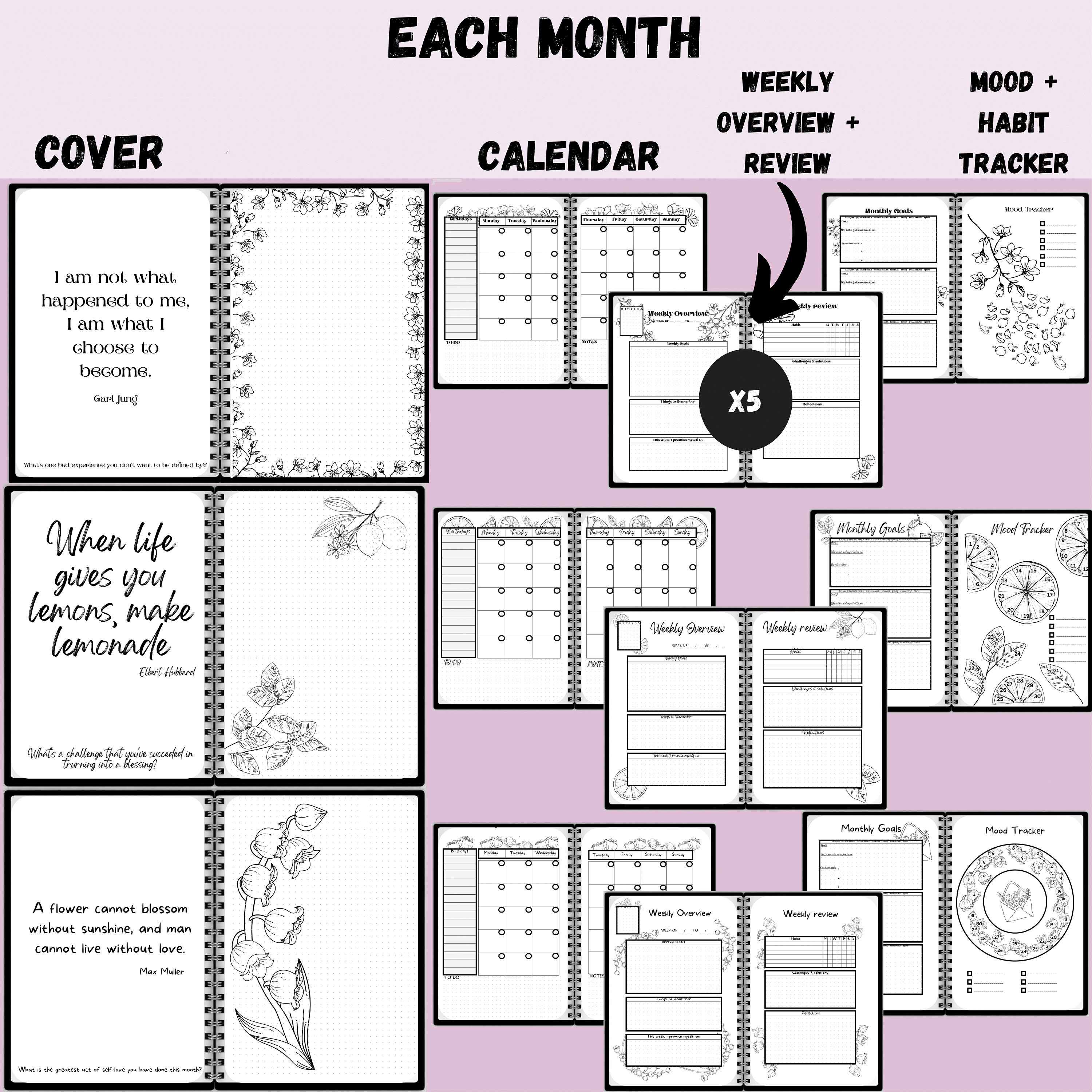 A4 Bundle Planner Bujo Bundle Printable Planner Bundle Premade Bullett ...
