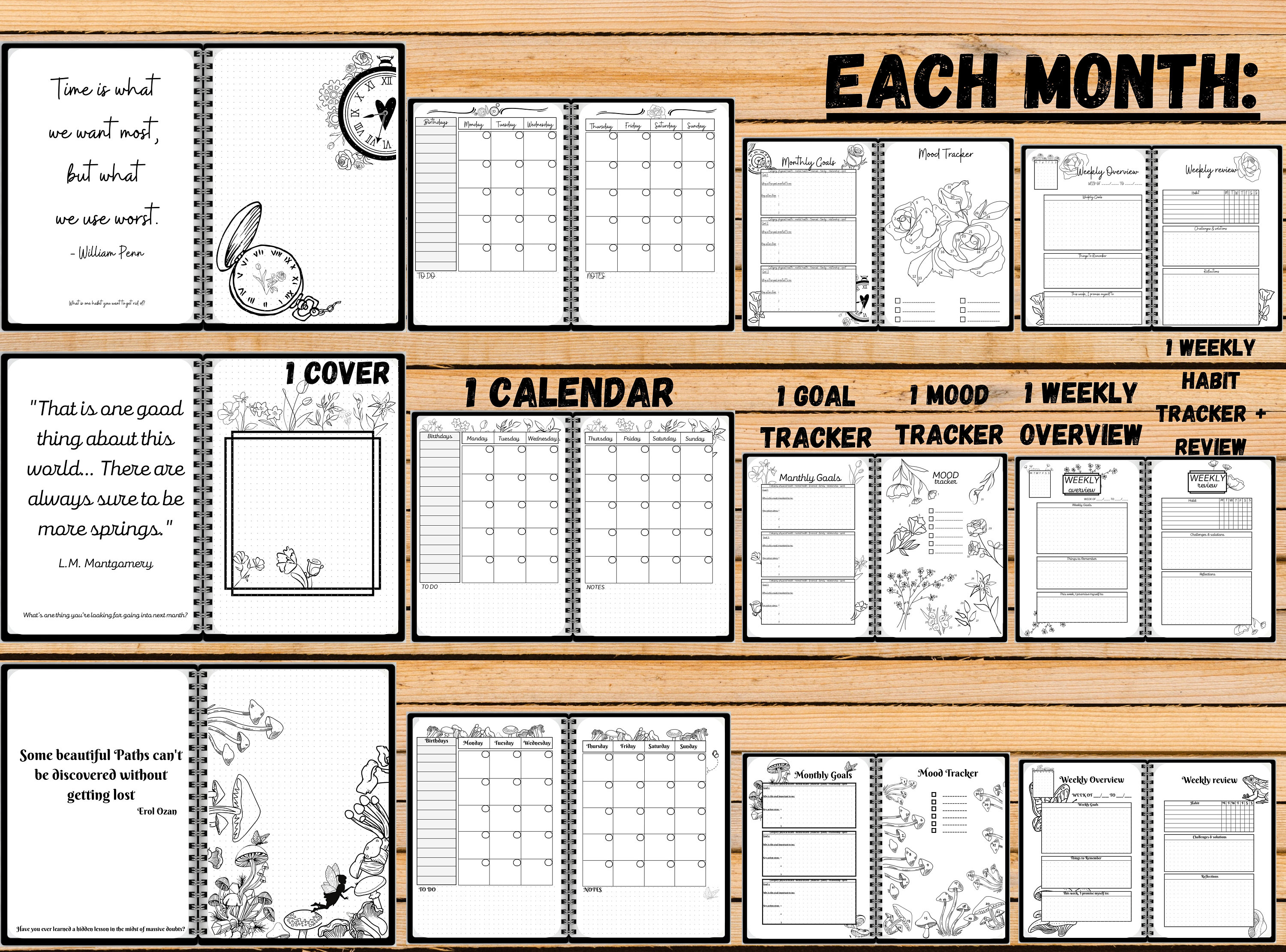 A4 Bundle Planner Bujo Bundle Printable Planner Bundle Premade Bullett ...