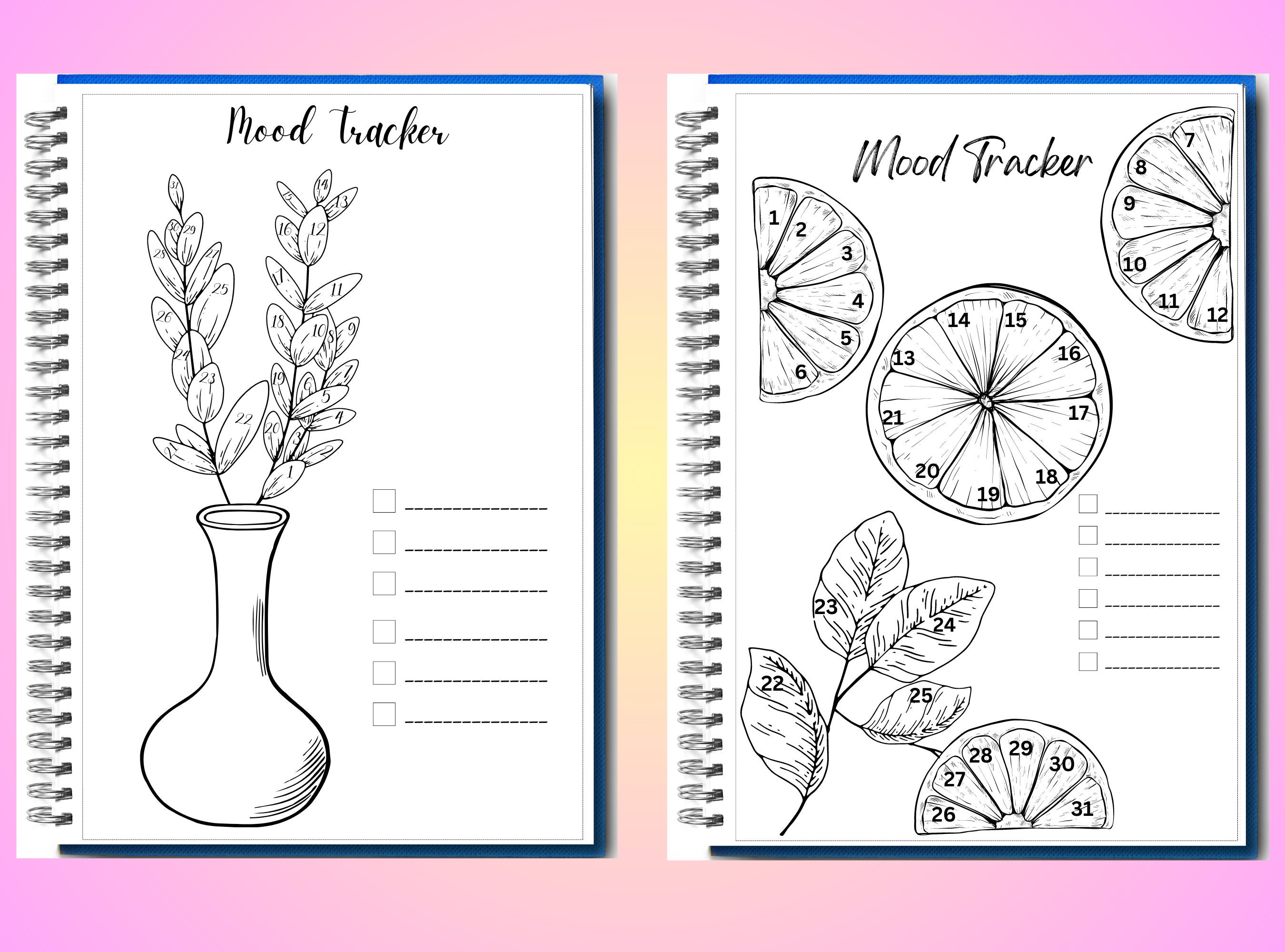 Printable Bullett Journal Page Printable Mood Tracker 12 Month Bundle ...