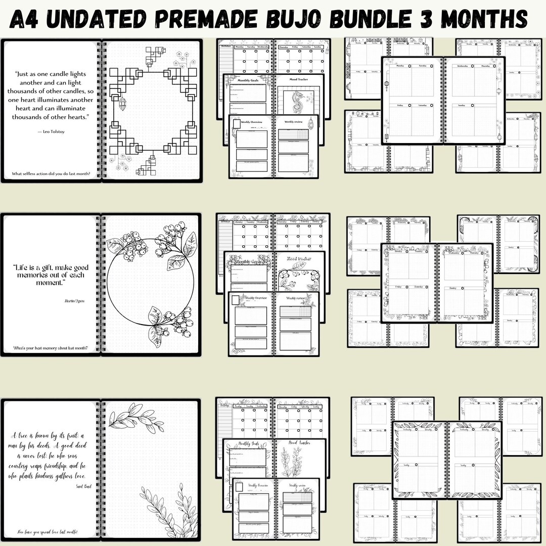 Bundle Printable Bullett Journal Premade Bundle Printable Bullett ...