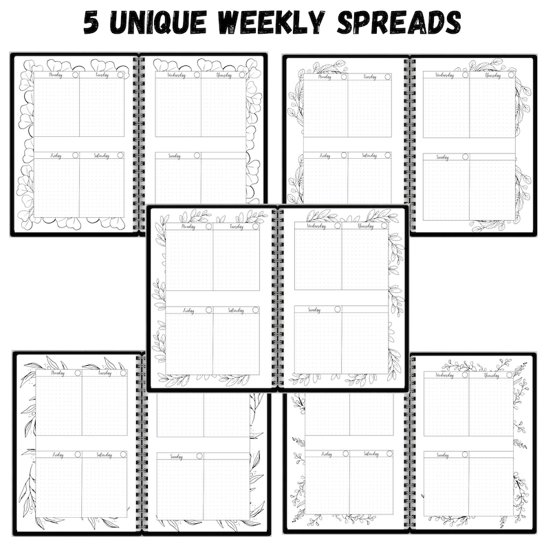 Printable Bullett Journal Printable Monthly Calendar Goal Spread Bujo ...