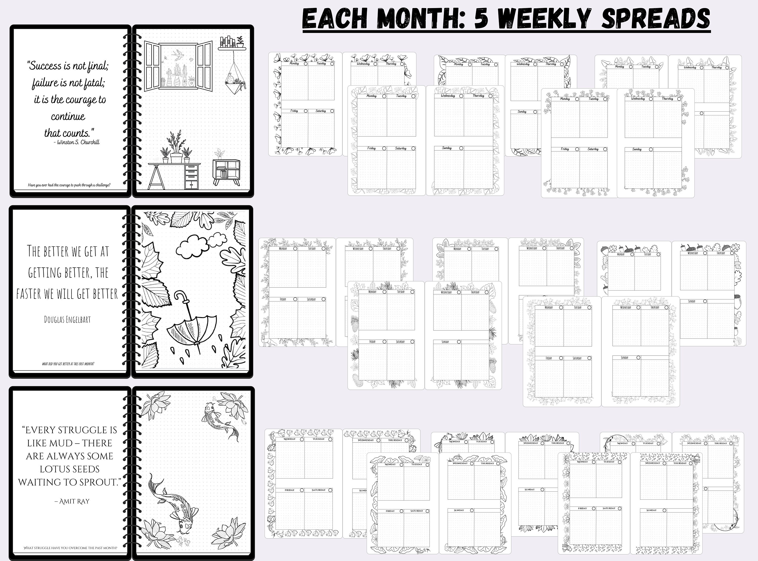 A4 Bundle Planner Bujo Bundle Printable Planner Bundle Premade Bullett ...