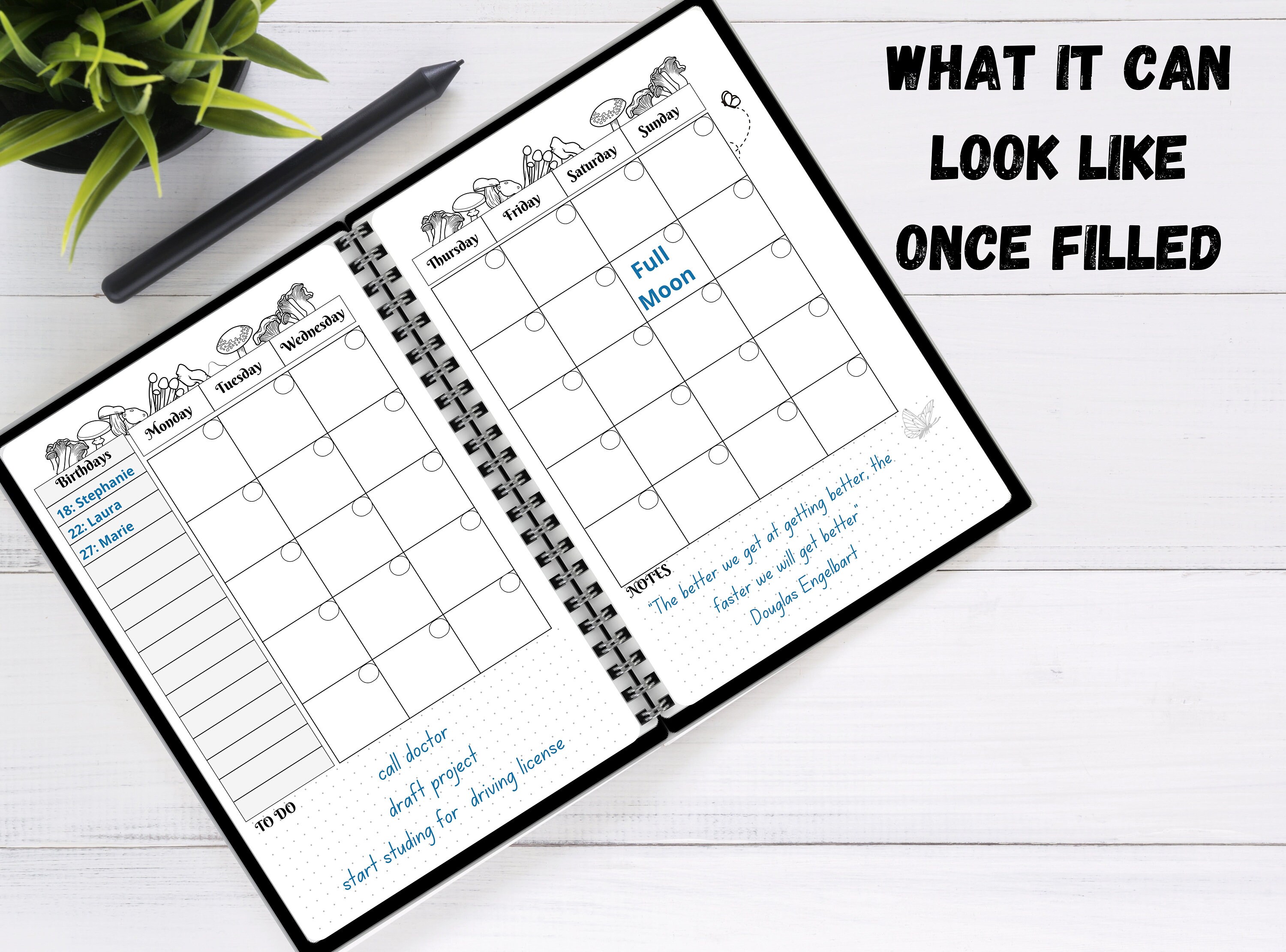 A4 Forestial Undated Premade Printable Bullet Journal Templates Refill ...