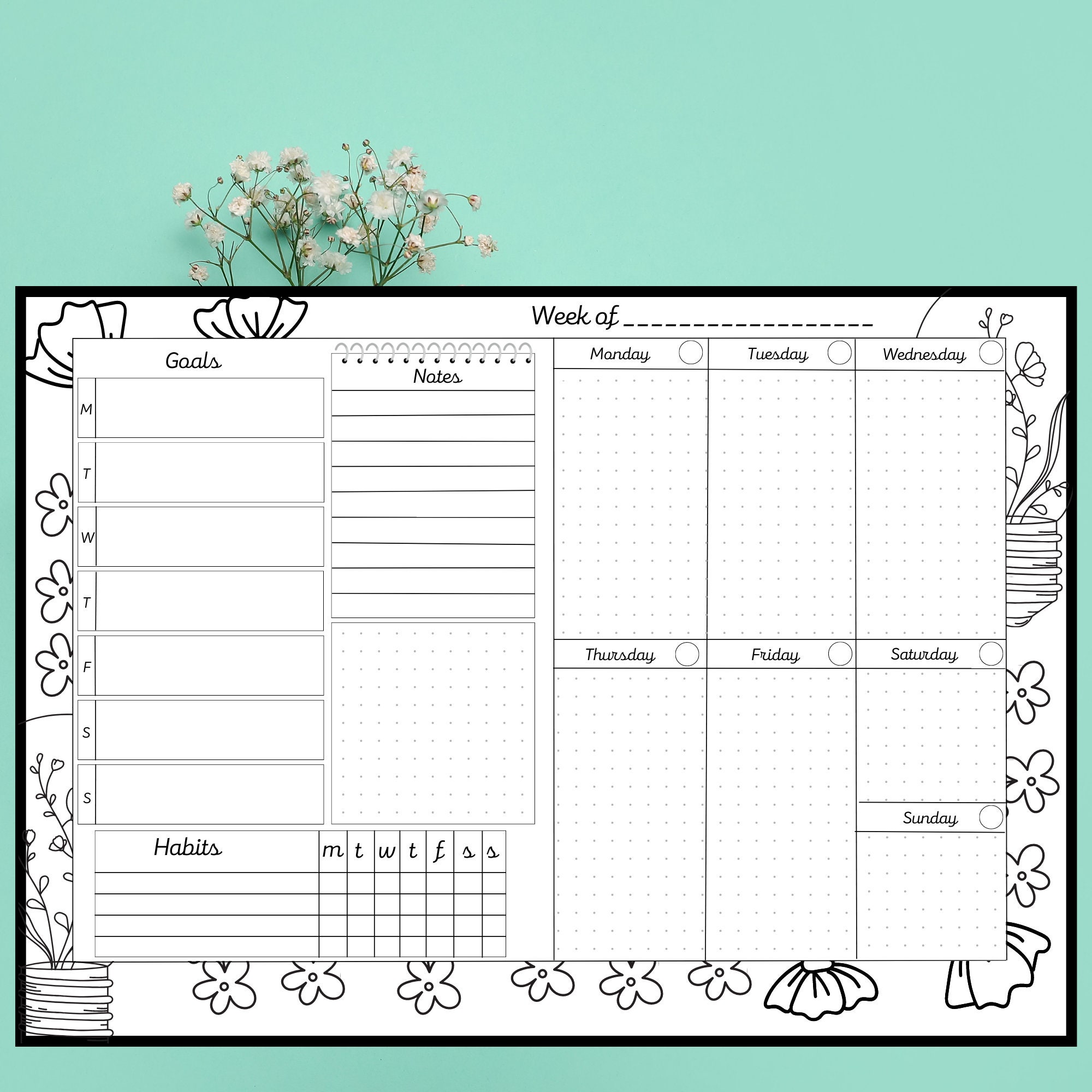 Bullett Journal Printable Page Planner Printable Template Undated ...