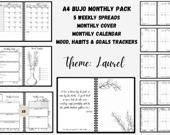 A4 Printable Planner Bujo Pages 5 Weekly Spreads Bullett Journal ...