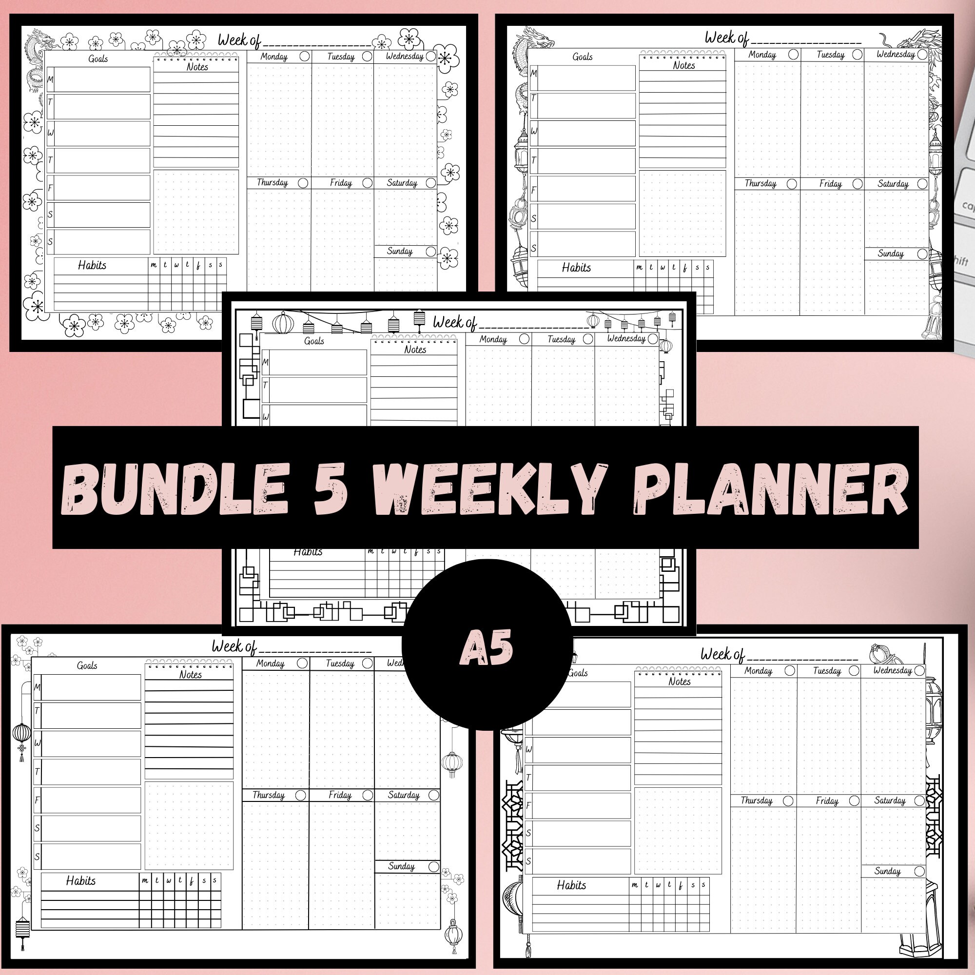 Bullett Journal Pages Bundle Planner Printable Template - Etsy