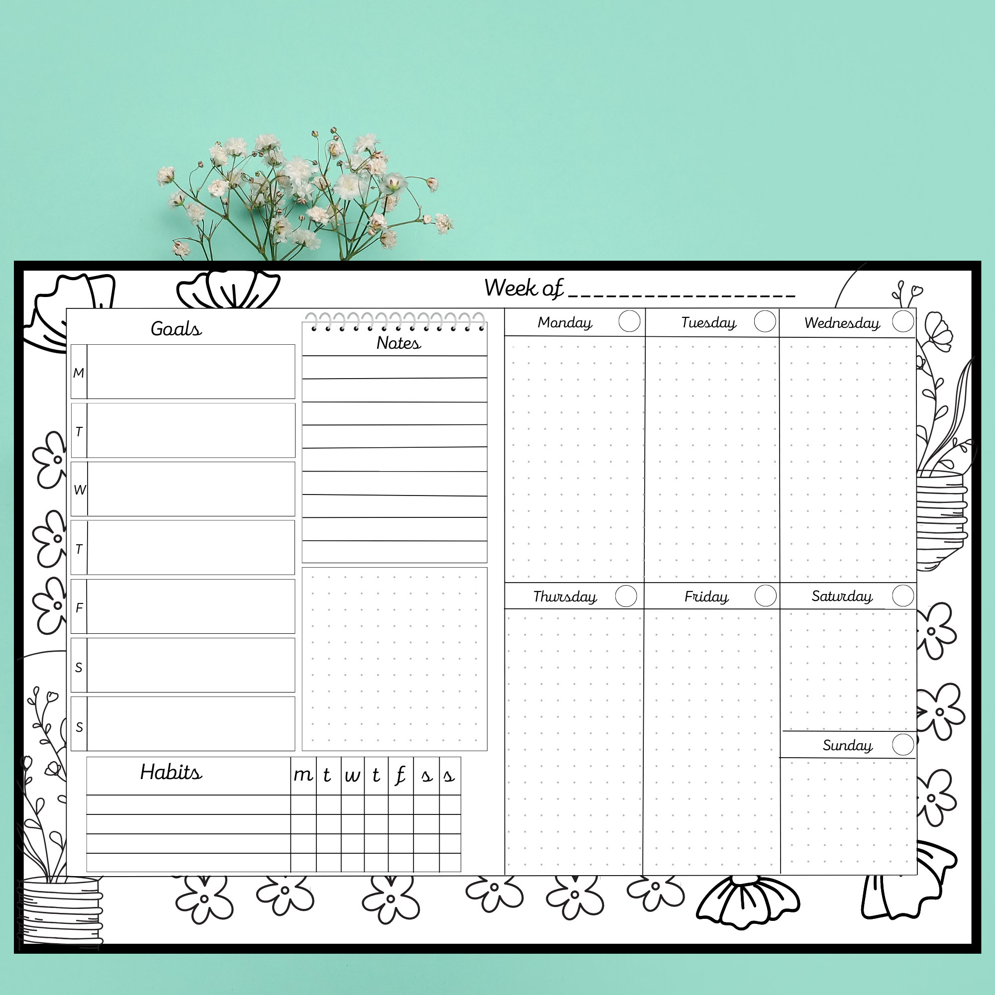 Bullett Journal Printable Page Planner Printable Template Undated ...