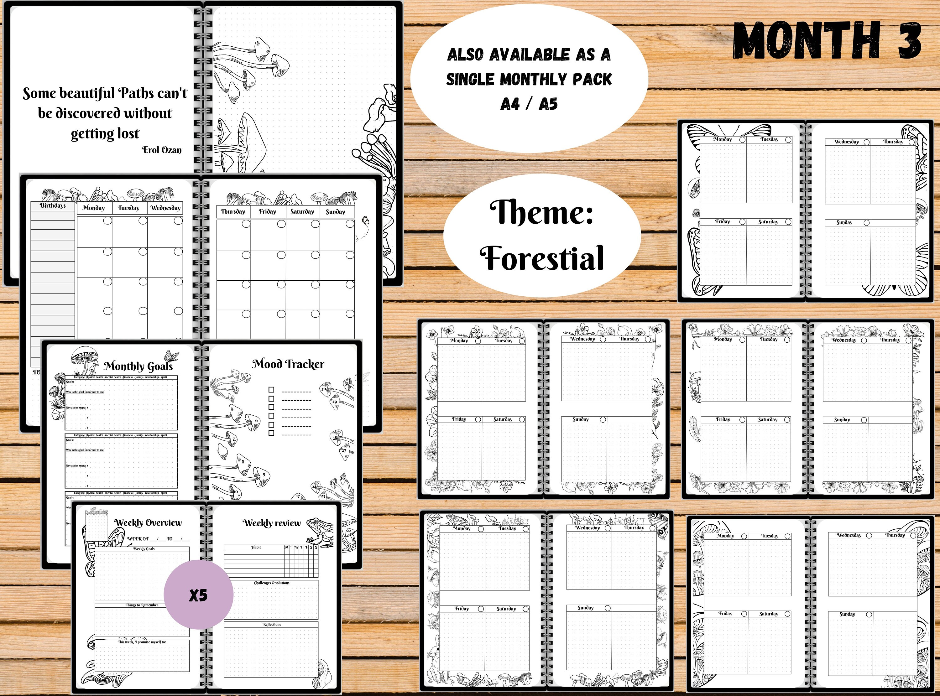 A4 Bundle Planner Bujo Bundle Printable Planner Bundle Premade Bullett ...