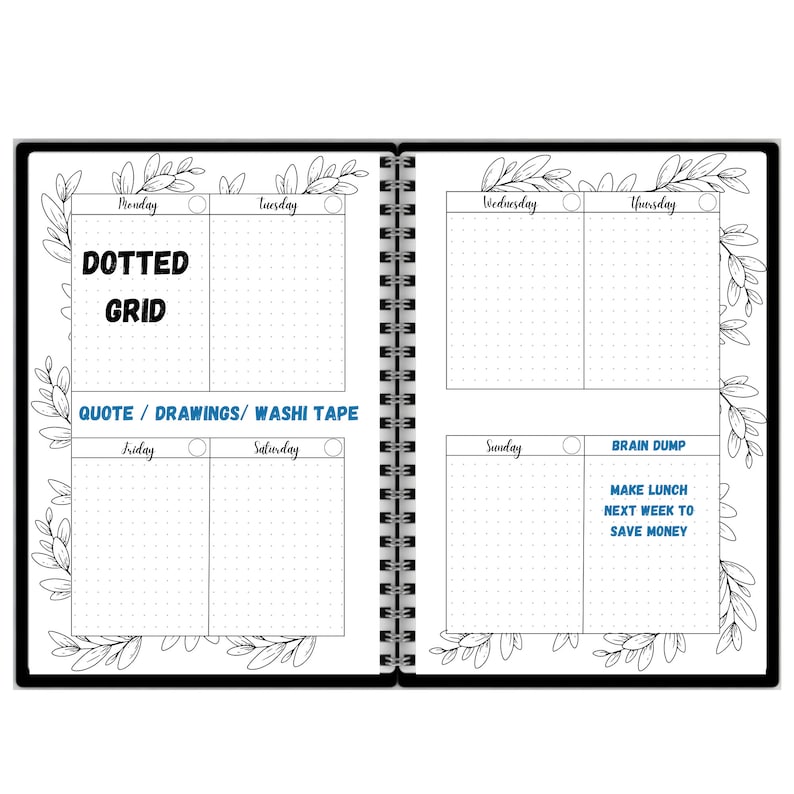 Printable Bullett Journal Printable Monthly Calendar Goal Spread Bujo ...