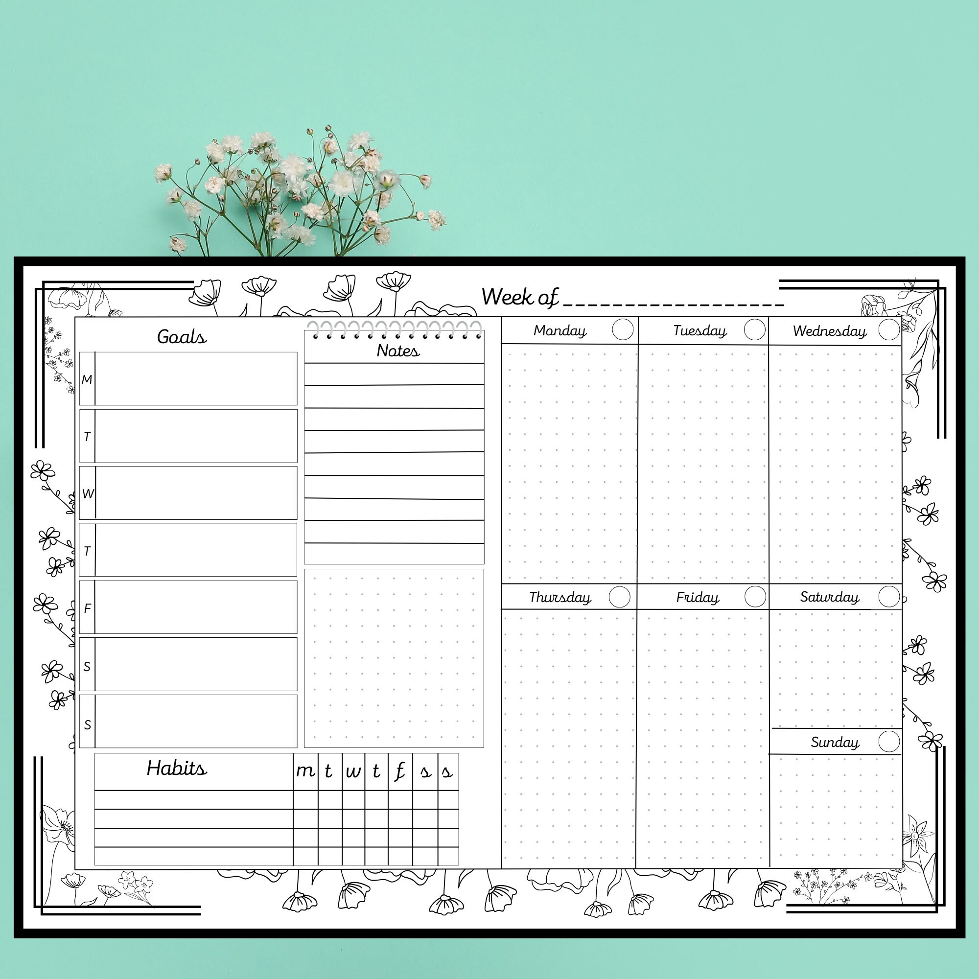 Bullett Journal Printable Page Planner Printable Template Undated ...