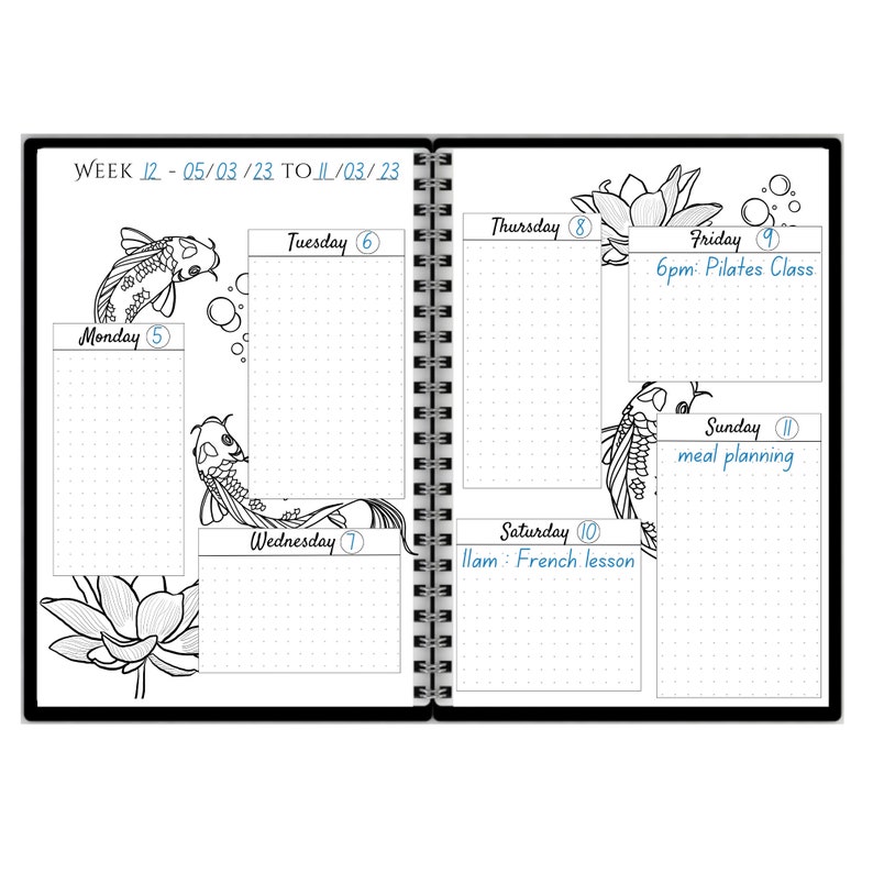 Undated Weekly Planner Printable Planner Premade Bullett Journal Double ...
