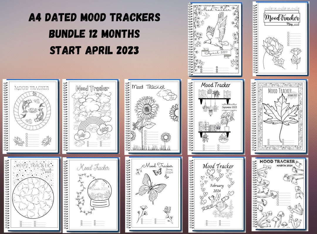 A5 Printable Mood Tracker 12 Months Dated Bundle Dated Printable ...