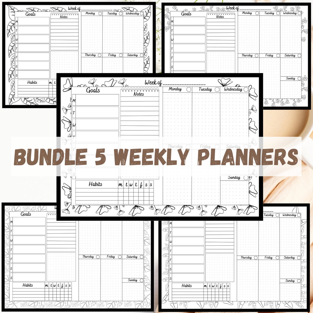 Bundle Weekly Planner Printable Planner Bundle Planner Undated Bundle ...