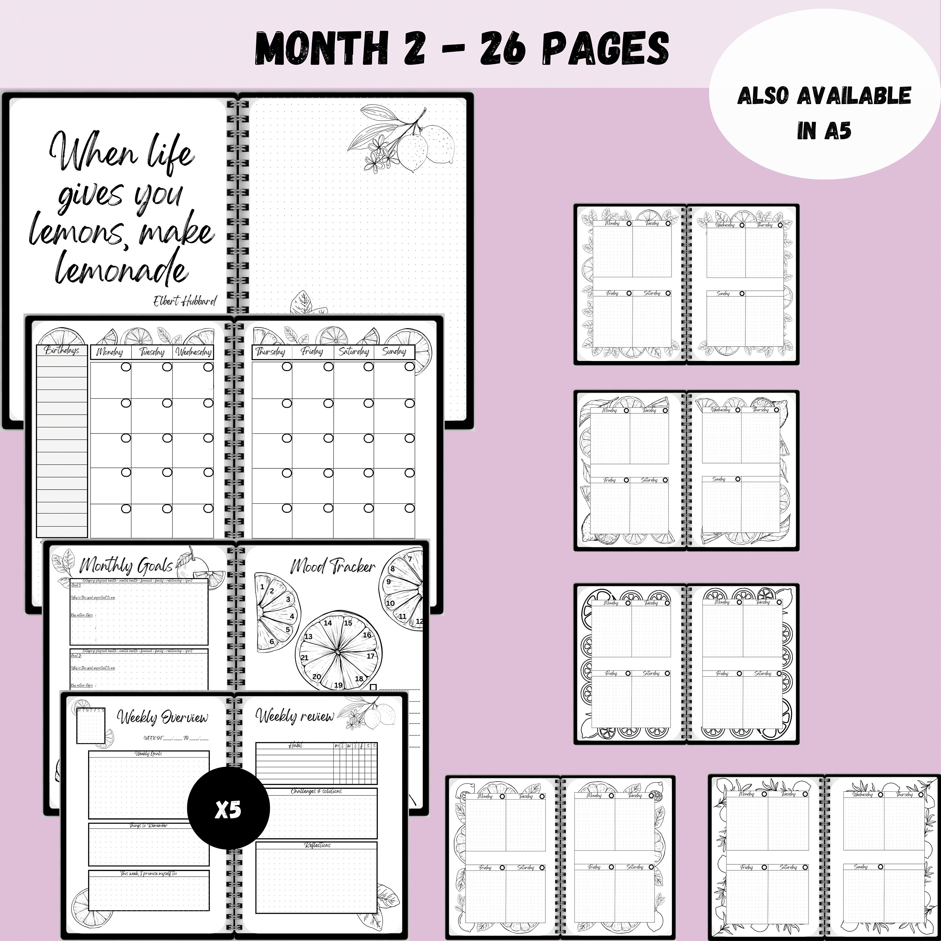 A4 Bundle Planner Bujo Bundle Printable Planner Bundle Premade Bullett ...
