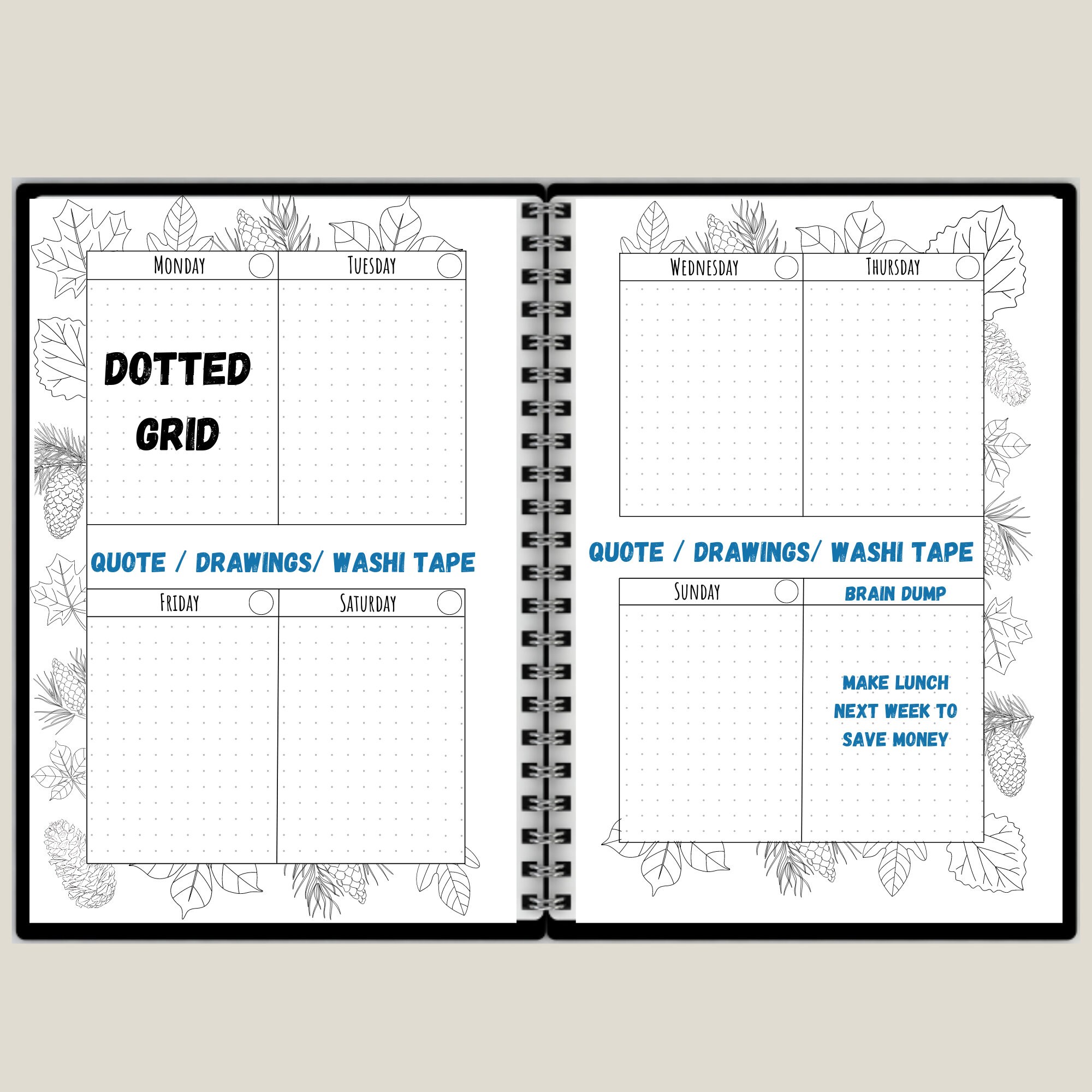 Printable Bullett Journal Printable Fall Autumn Goal Spread Flower ...