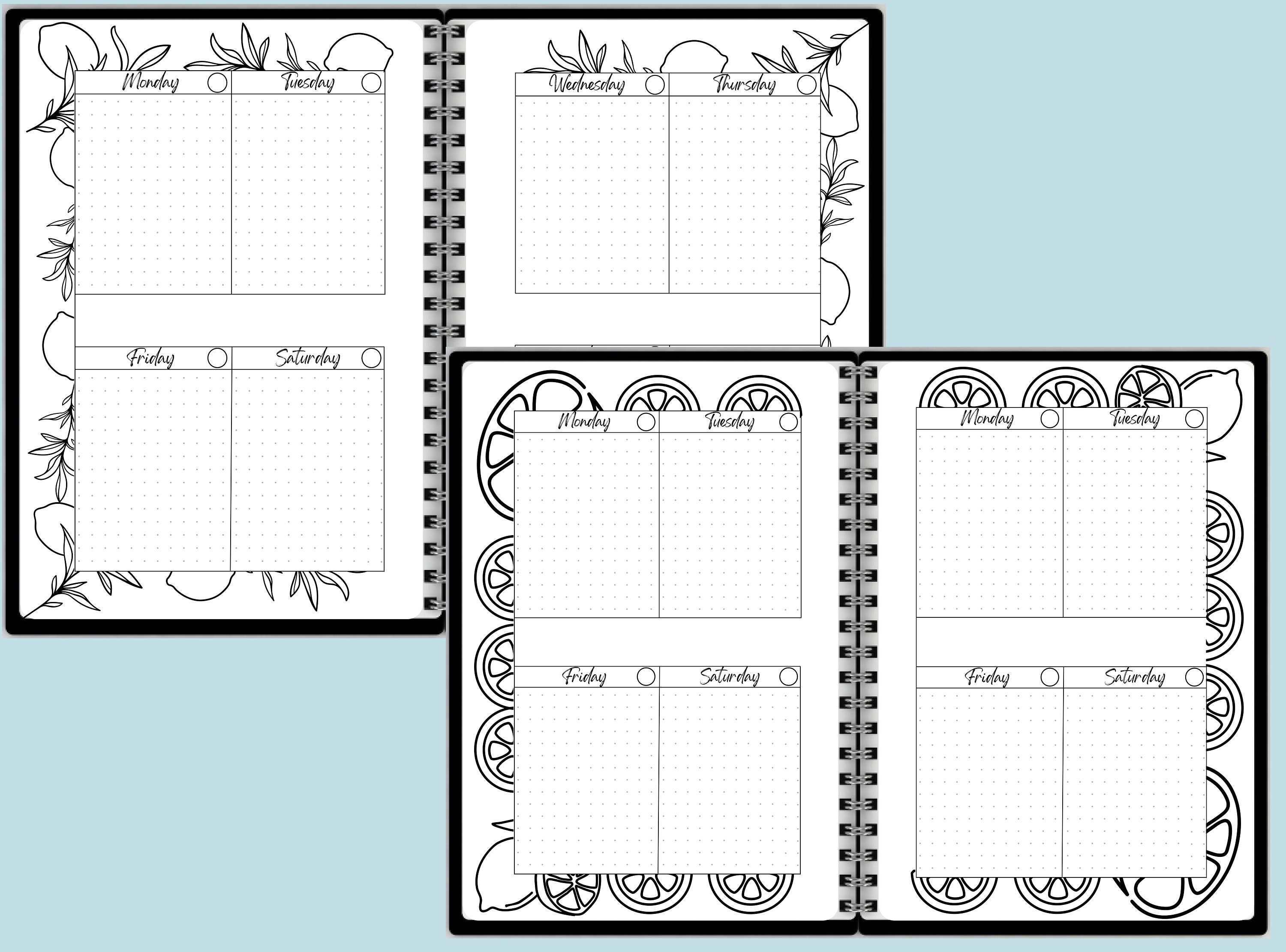 A5 Bullet Journal Insert Monthly Calendar Spread Bujo Insert 5 Weekly ...