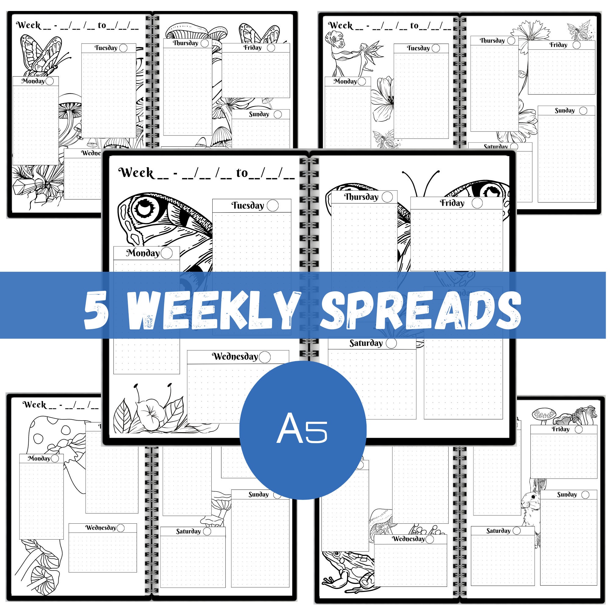 Undated Weekly Planner Printable Planner Monday Start Sunday - Etsy