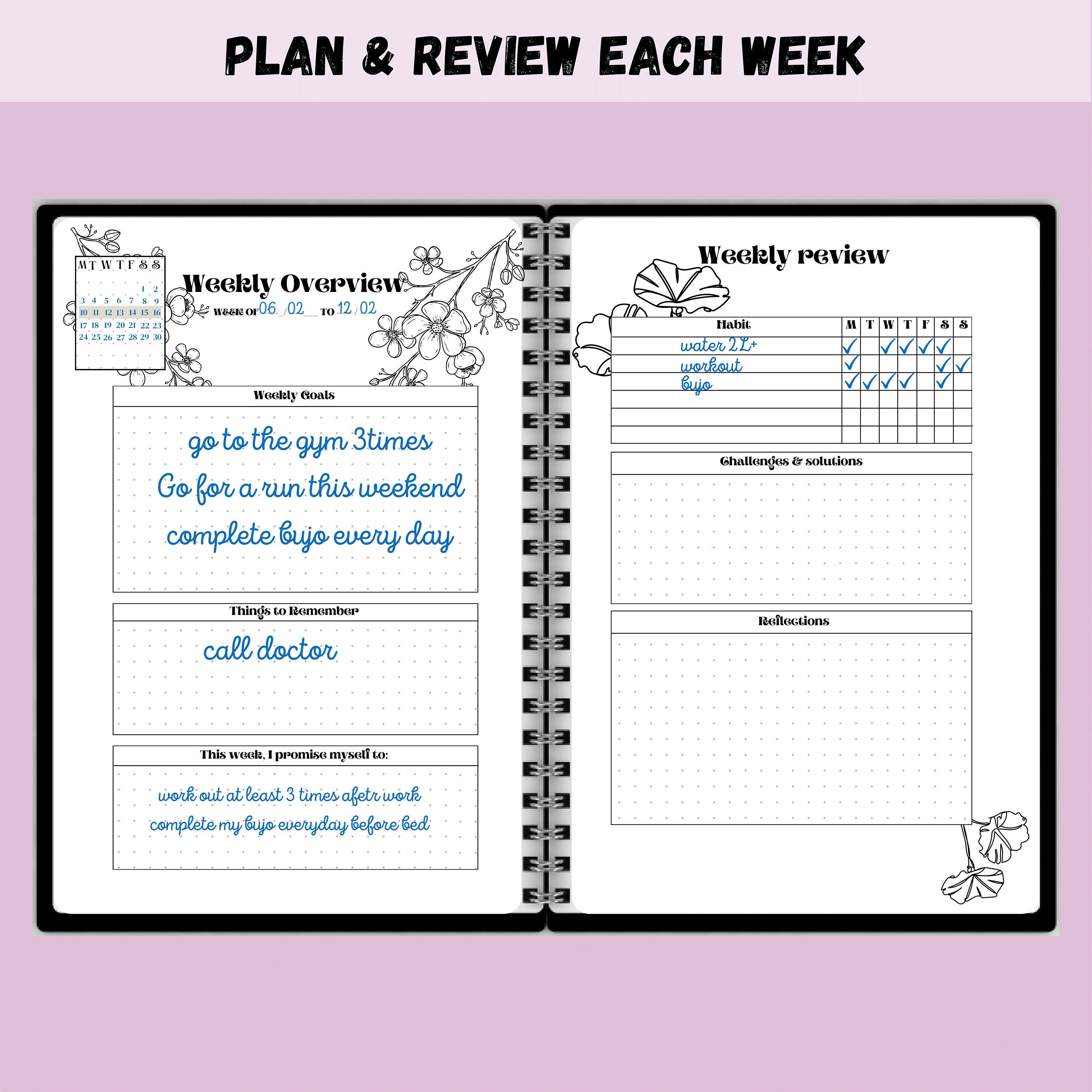 A4 Bundle Planner Bujo Bundle Printable Planner Bundle Premade Bullett Journal Weekly Planner ...