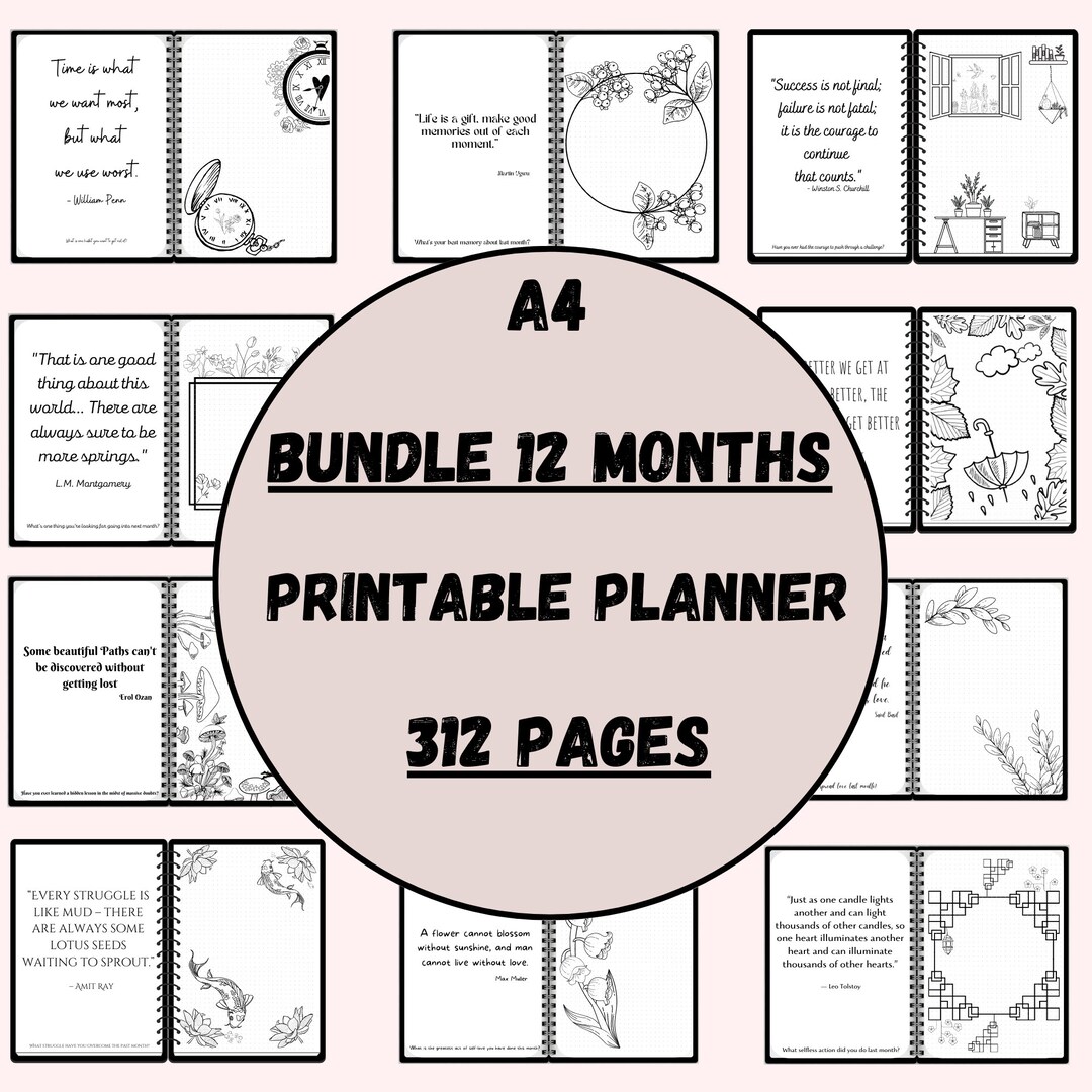 Undated Yearly Planner Bundle Planner Printable Undated Weekly Planner ...