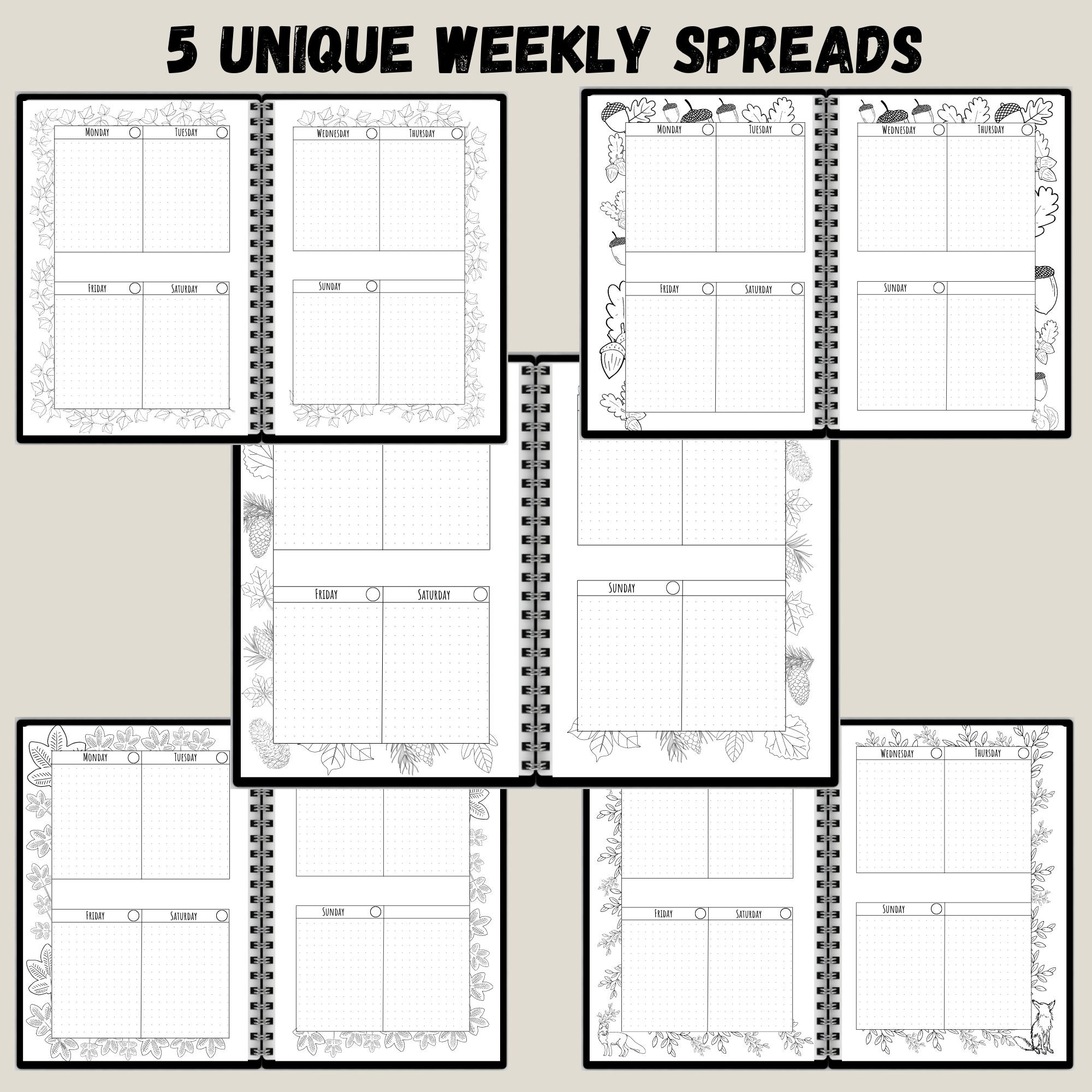 Printable Bullett Journal Printable Fall Autumn Goal Spread Flower ...