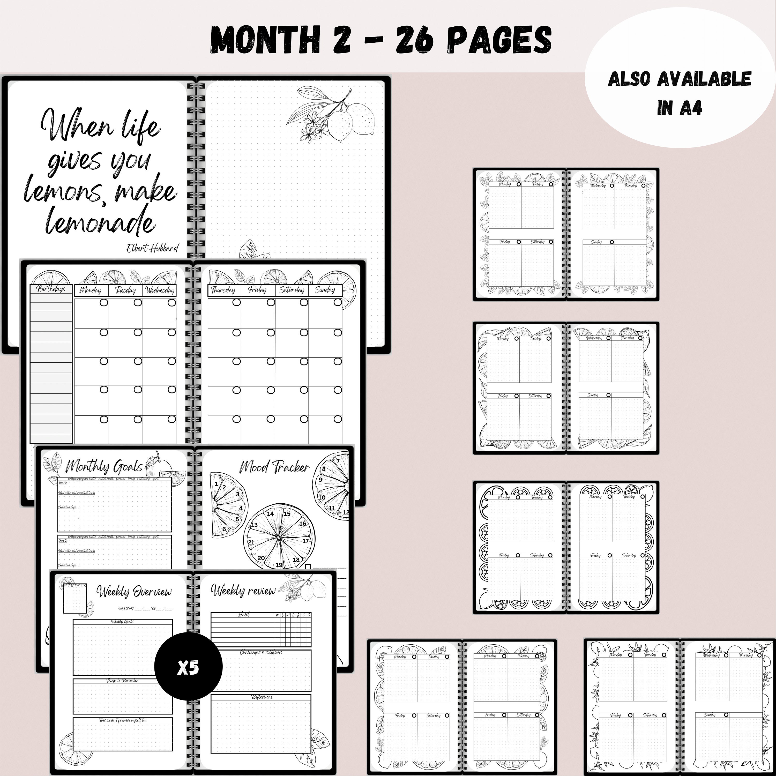 A5 Bundle Planner Bujo Bundle Printable Planner Bundle Premade Bullett Journal Weekly Planner ...