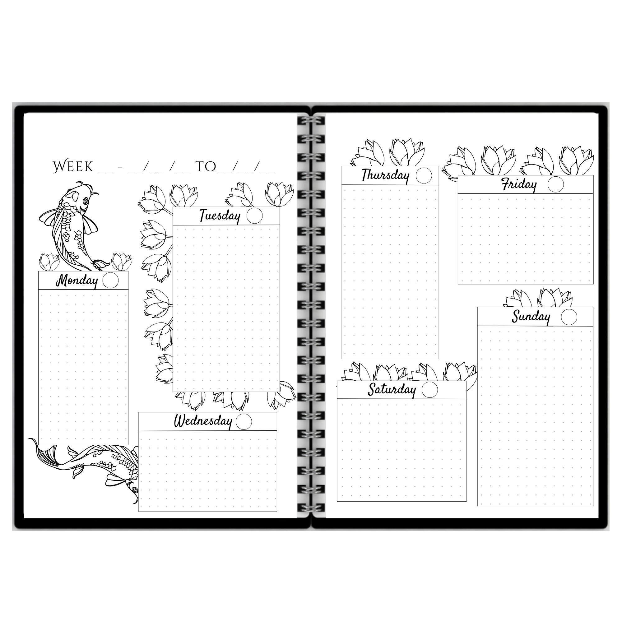 Undated Weekly Planner Printable Planner Premade Bullett Journal Double ...